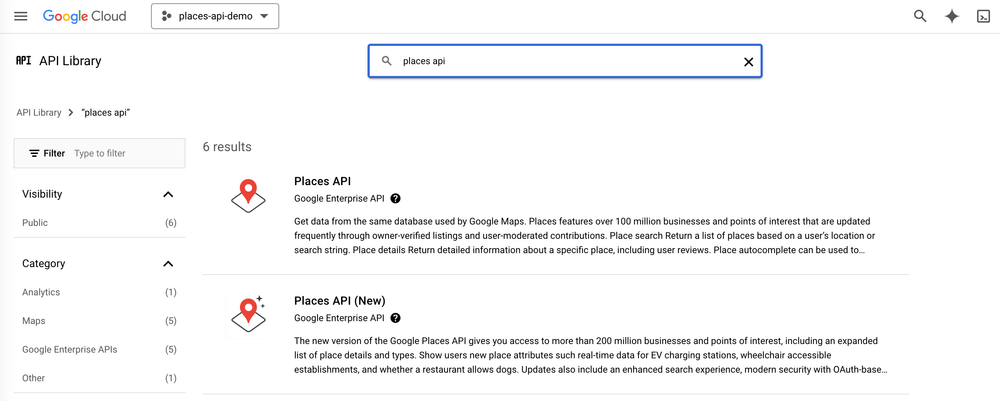 Finding the right place with the Google Places API