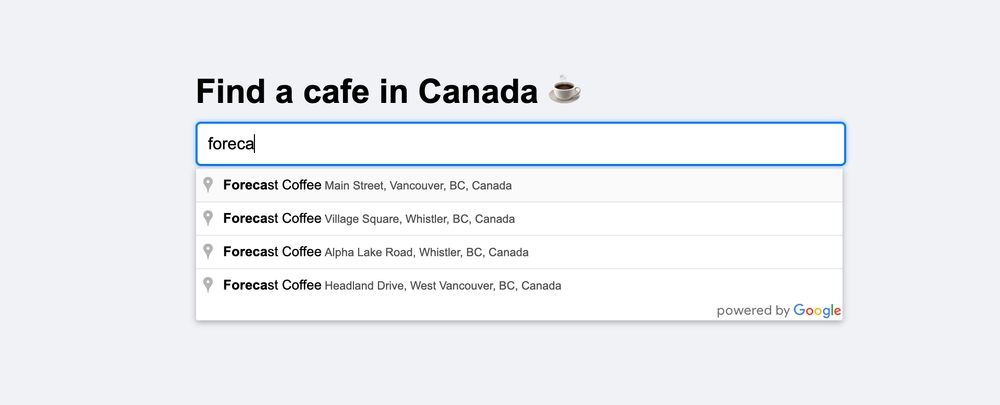 Google address autocomplete with the Places API