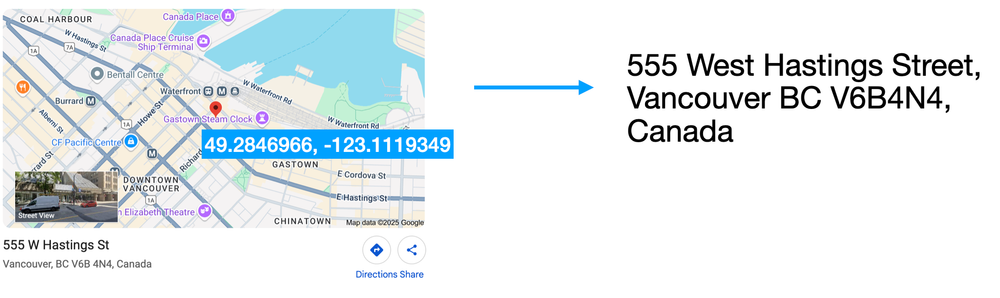 Google reverse geocoding: Get addresses from coordinates