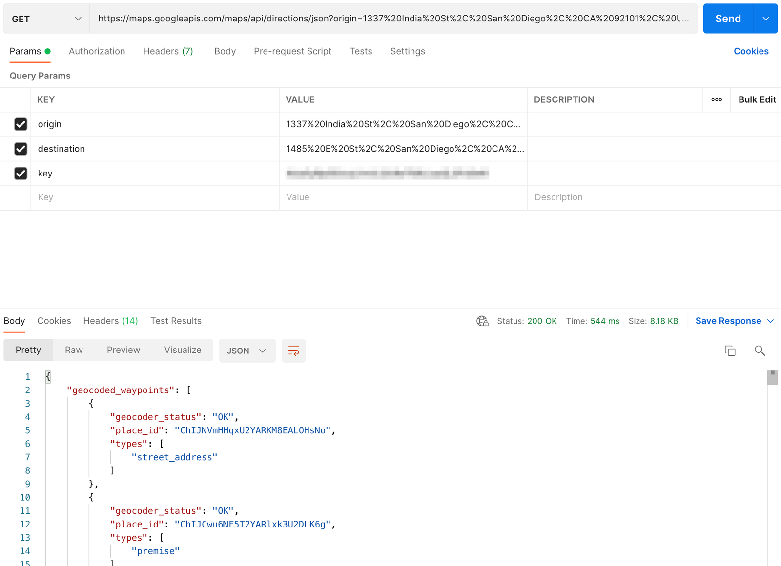 Creating a Route with the Google Maps Directions API
