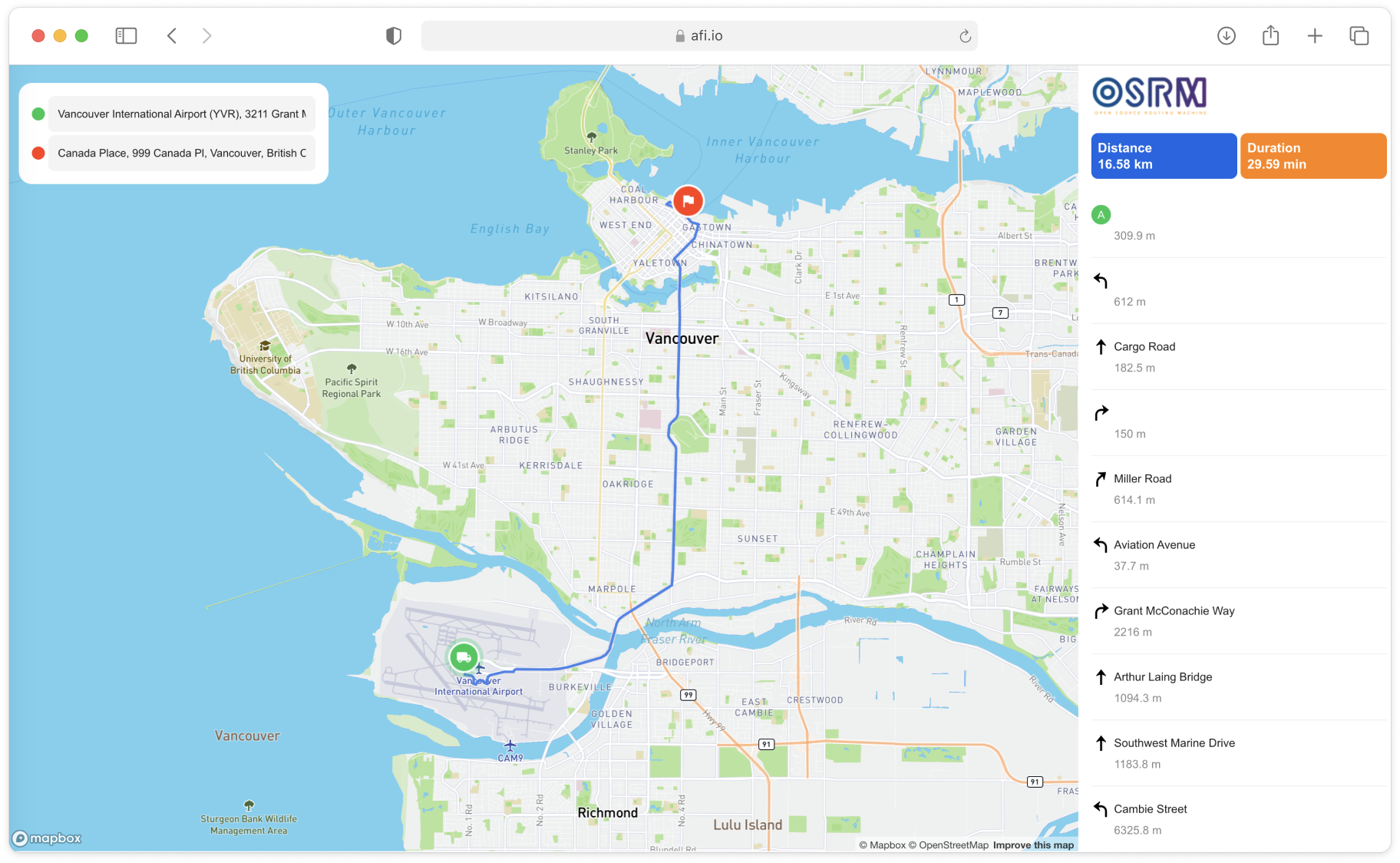 OSRM Route API: Turn by turn directions and polylines