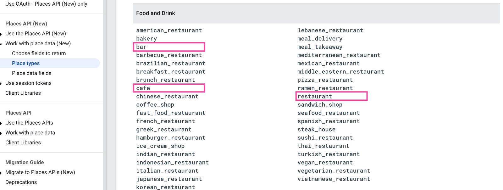 Google Nearby Search API
