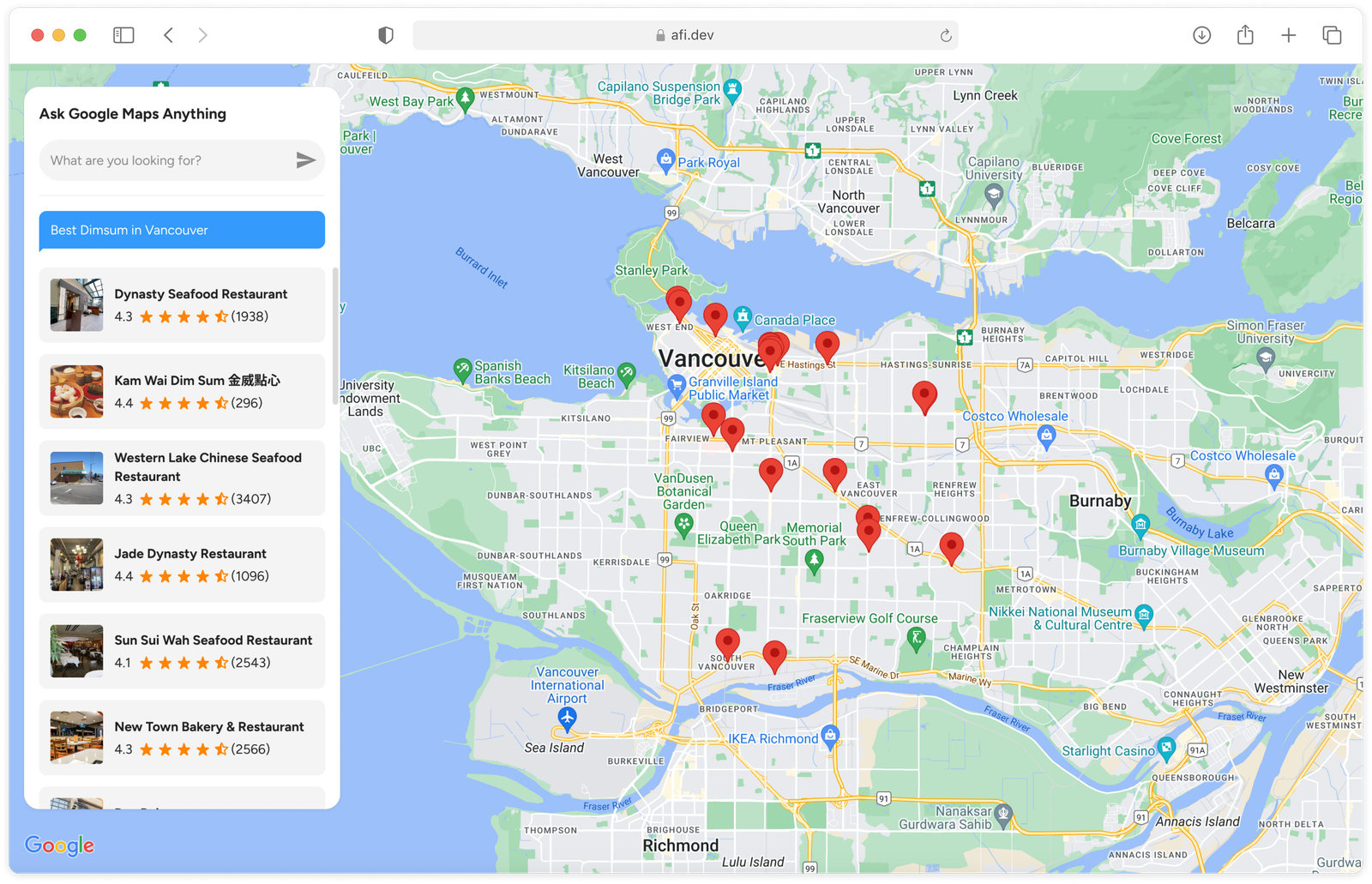 Google Places Text Search