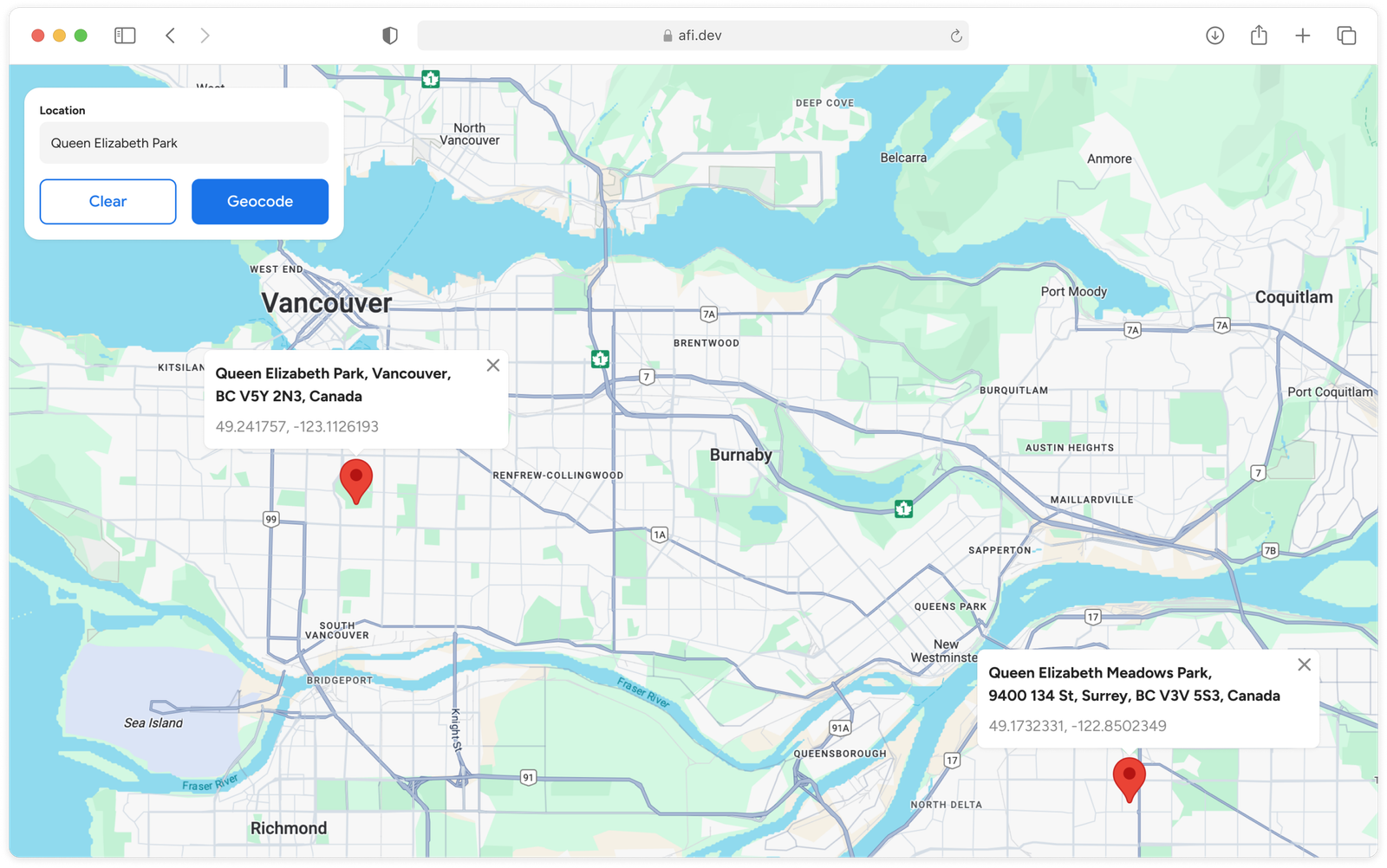 Forward geocoding with the Google Geocoding API