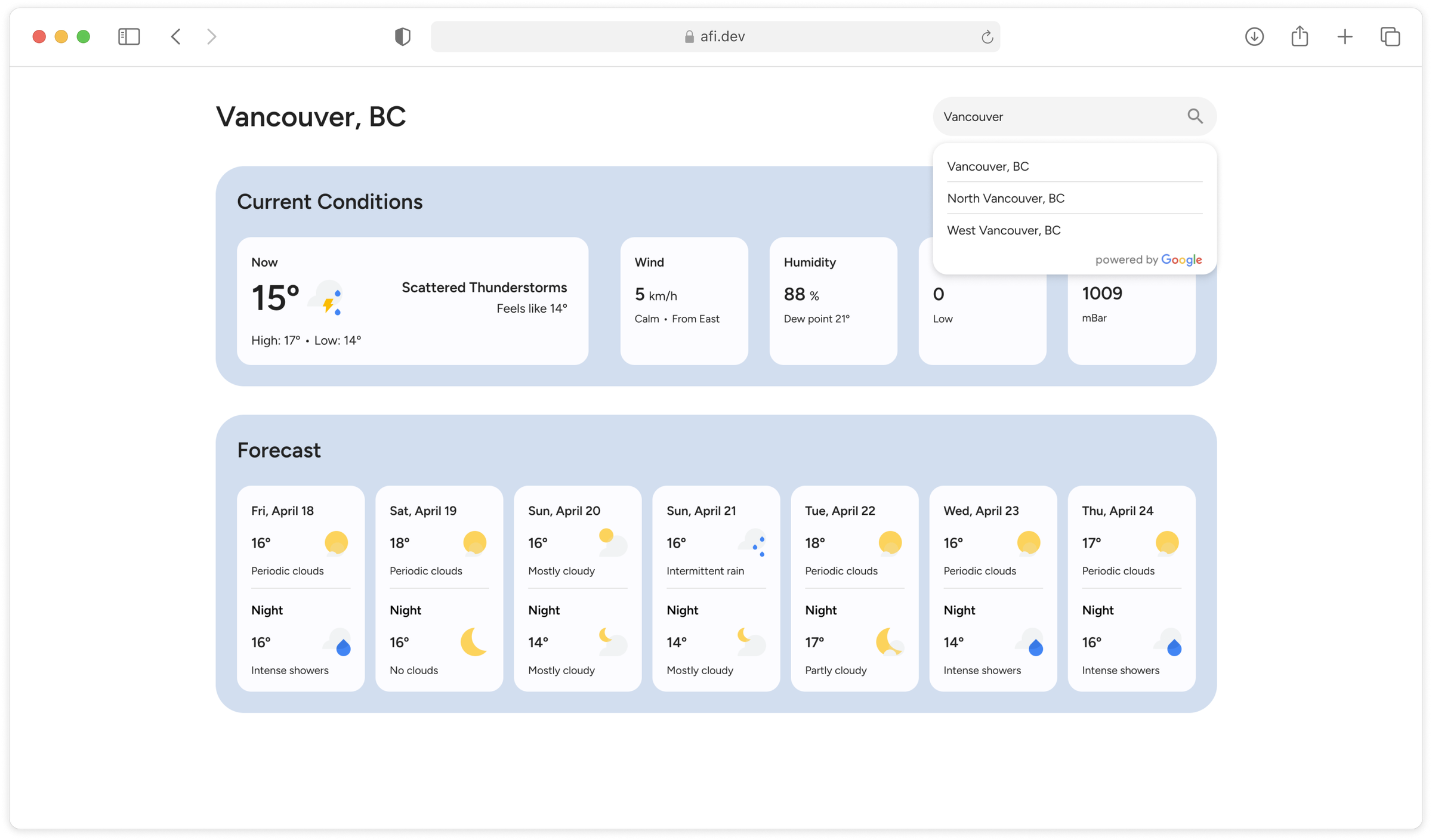 Build a weather app with the Google Weather API