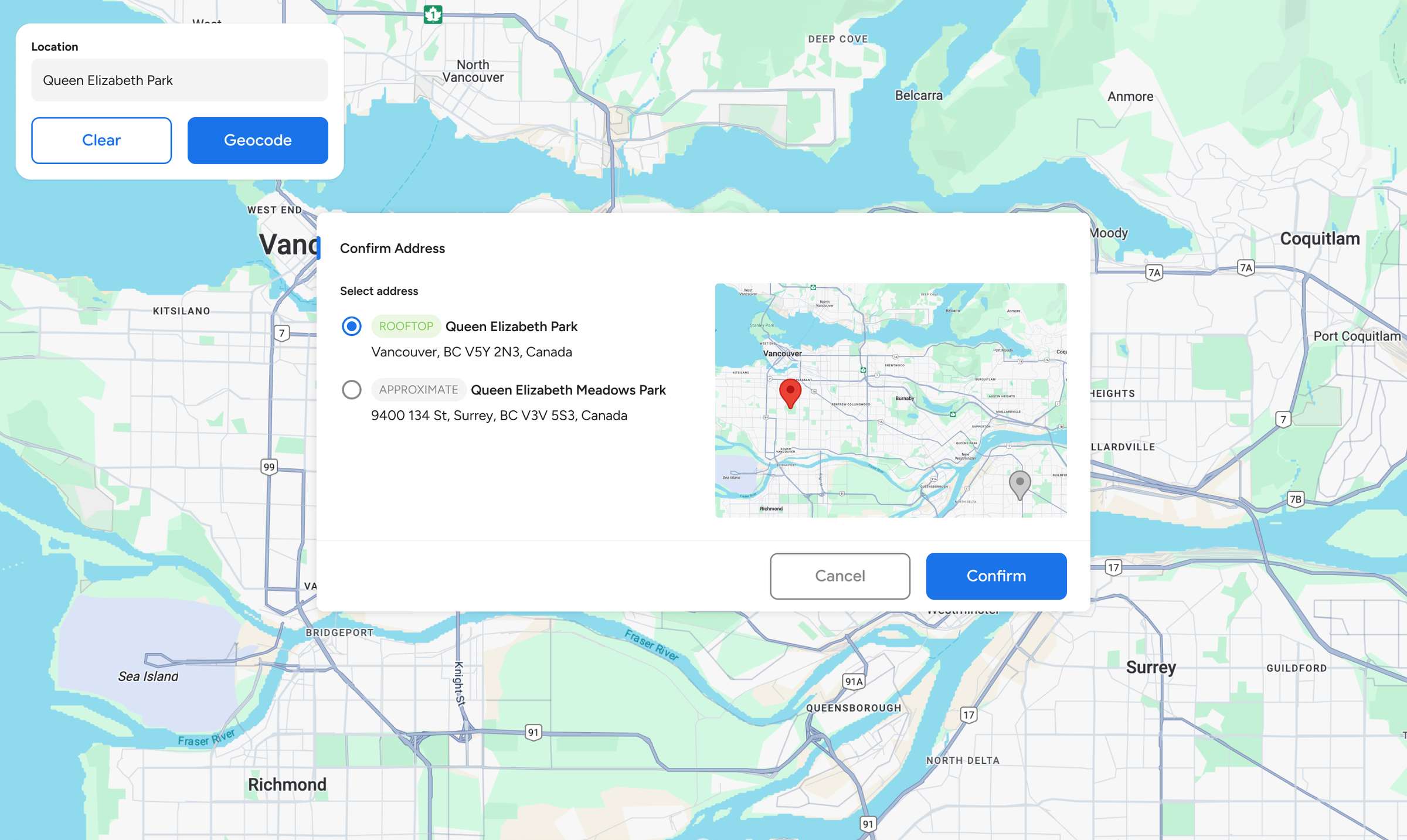 Forward geocoding with the Google Geocoding API