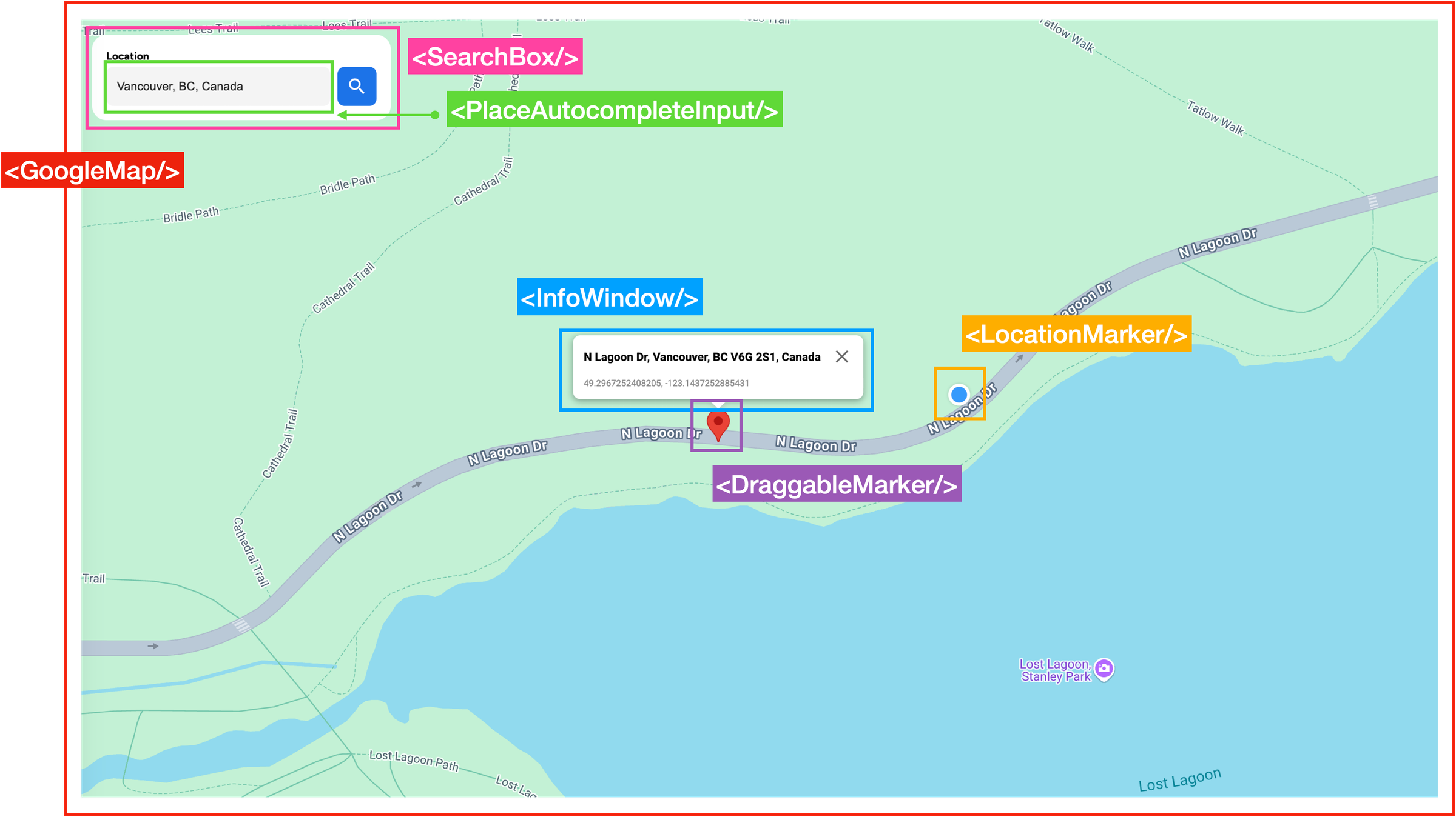 Google reverse geocoding: Get addresses from coordinates