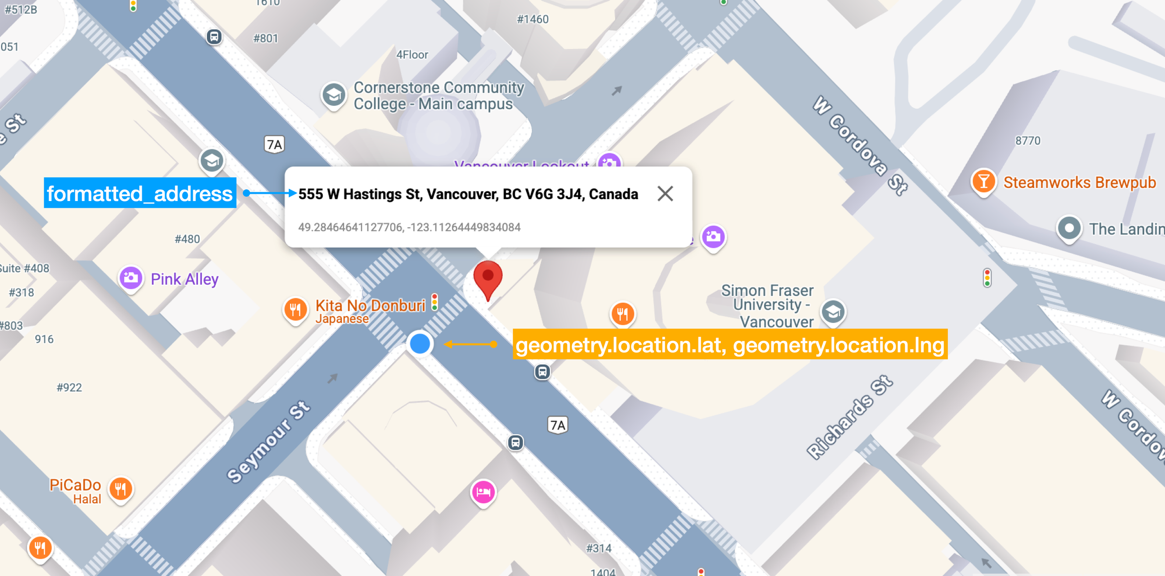 Google reverse geocoding: Get addresses from coordinates